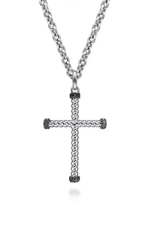 GABRIEL & CO. Hampton Black Spinel Cross Charm