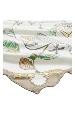 Tory Burch Hot Air Balloon Silk Square Scarf - Ivory