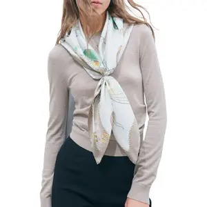 Tory Burch Hot Air Balloon Silk Square Scarf - Ivory