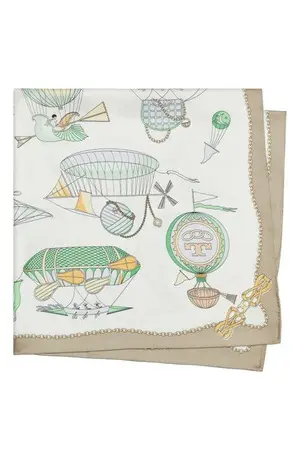 Tory Burch Hot Air Balloon Silk Square Scarf - Ivory