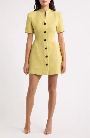 Oddmuse Bouclé Fit & Flare Minidress - Chartreuse
