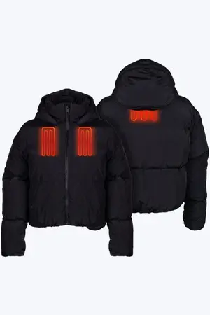 MOBILE WARMING Cloud Ix Crop Puffer Heated Jacket - Black