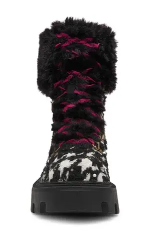 Betsey Johnson Matillda Platform Boot With Faux Fur Trim