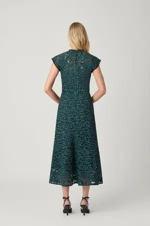Shoshanna Corded Lace Raven Midi Dress
