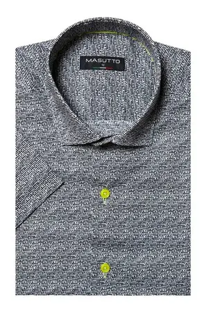 MASUTTO Trento Print Button-up Short Sleeve Shirt - Black