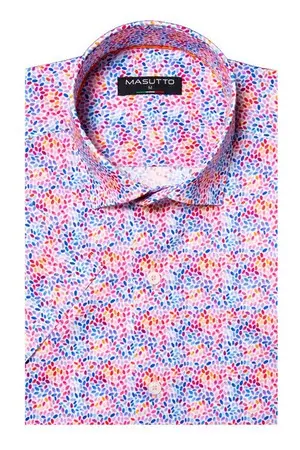 MASUTTO Mattero Print Button-up Short Sleeve Shirt - Pink