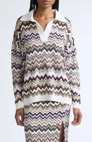 MISSONI Zigzag Jacquard Polo Sweater