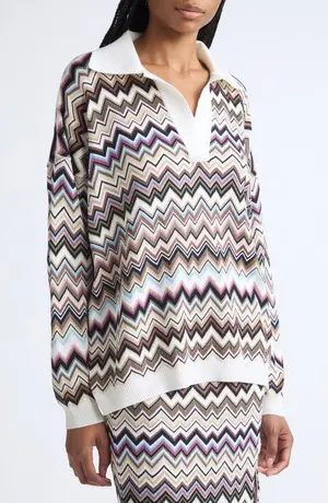 Missoni Zigzag Jacquard Polo Sweater
