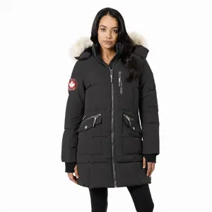 CANADA WEATHER GEAR Faux Fur Hood Bubble Puffer Coat Black