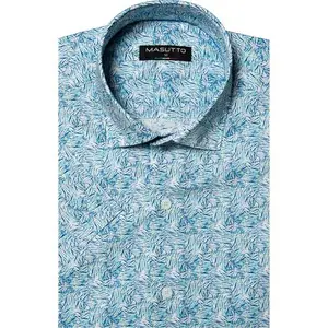 MASUTTO Bari Print Button-up Short Sleeve Shirt - Blue