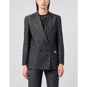 Philipp Plein Double-breasted Dame Fit Blazer Monogram - Black