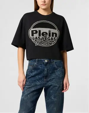 Philipp Plein Crop T-shirt Las Vegas Racing - Black
