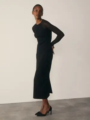 The Fold Sculpted Stretch Knit Midi Dress