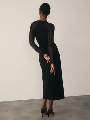 The Fold Sculpted Stretch Knit Midi Dress