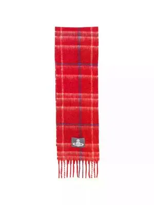 VIVIENNE WESTWOOD Orb-patch Check Scarf - Red