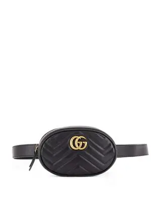 Gucci Gg Marmont Matelasse Leather Belt Bag - Black