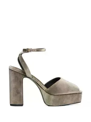 BIBI LOU Velvet Platform Sandals - Grey