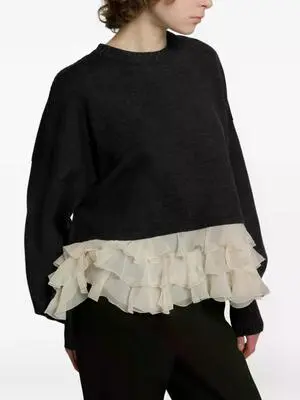 Alberta Ferretti Ruffle-trimmed Sweater - Grey