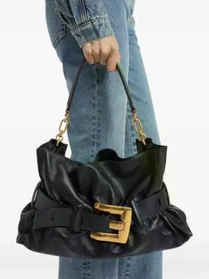 Balmain Medium Anthem Bag In Smooth Leather - Black