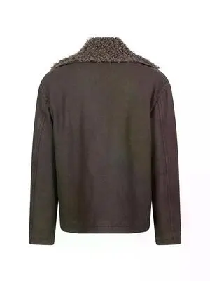 DIESEL® Shearling-collar Double-breasted Jacket - Grey