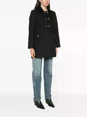Sandro Velvet-trim Double-breasted Coat