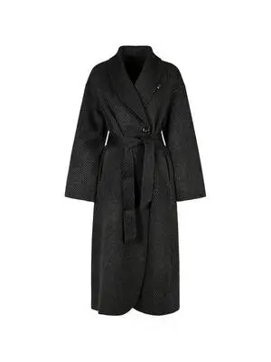 Emporio Armani Belted Diagonal-stripe Coat