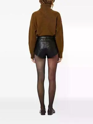 NICHOLAS Leather High-cut Shorts - Black
