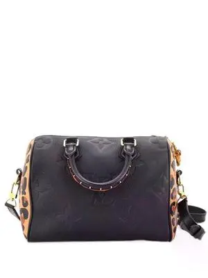 LOUIS VUITTON Speedy Bandouliere Bag Wild At Heart Monogram Empreinte Giant 25 Satchel - Black