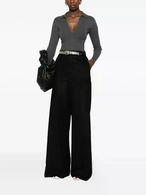 Max Mara Angel Ribbed-knit V-neck Sweater - Grey