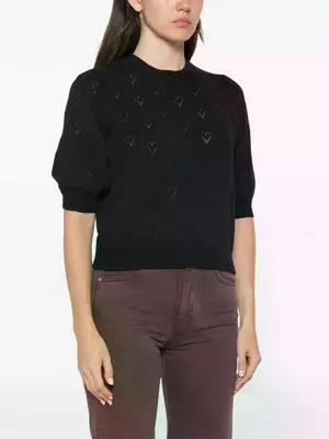 TWINSET Heart-pointelle Short-sleeve Sweater - Black