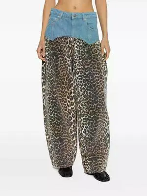 GANNI Leopard-print Panelled Jeans