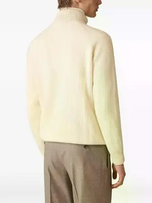 LARDINI Ribbed-knit Zip-up Cardigan