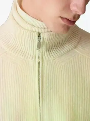 LARDINI Ribbed-knit Zip-up Cardigan