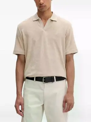 Marc O'polo Logo-embroidered Terry-cloth Polo Shirt - Neutrals