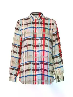 Stine Goya Check-print Long-sleeve Shirt - Neutrals