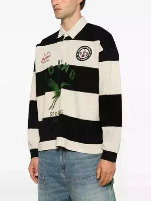 FOUND Bird Logo Striped Polo Shirt