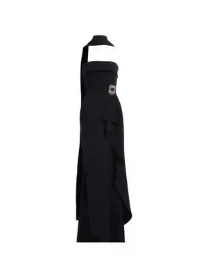 Elie Saab Strapless Brooch-detail Maxi Dress