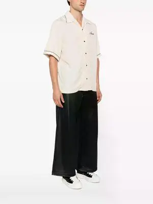 Amiri Graphic-patch Camp-collar Shirt - Neutrals