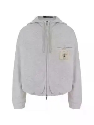 Jacquemus Logo-embroidered Zip-up Hoodie - Grey