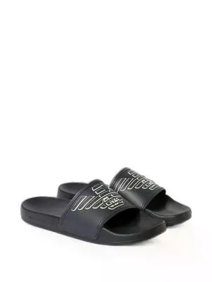 Emporio Armani Logo-embossed Slides - Blue