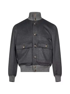 Brunello Cucinelli Button-up Bomber Jacket - Grey