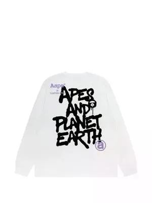 AAPE BY *A BATHING APE Graphic-print Long-sleeve Cotton T-shirt - White