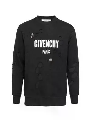 Givenchy Logo-print Distressed Hoodie - Black