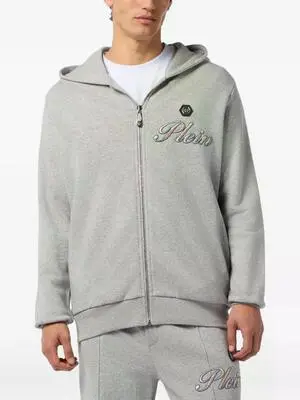 Philipp Plein Logo-embroidered Zip-up Hoodie