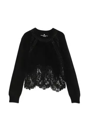 Ermanno Scervino Lace-trim Button-up Cardigan - Black