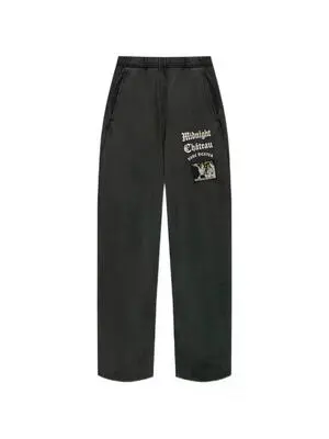 DUKE + DEXTER Graphic-print Patch-detail Trousers - Black