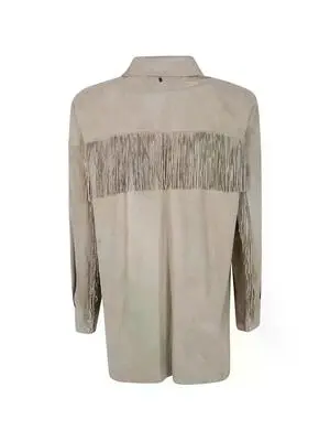 SALVATORE SANTORO Fringed Suede Shirt - Neutrals