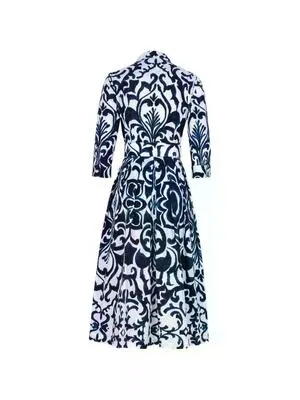 Samantha Sung Audrey Maiolica-print Midi Dress - Blue