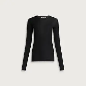 Auralee Sheer Rib Long Sleeve Top - Black