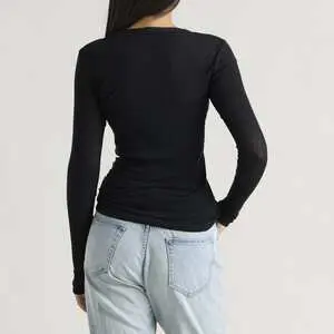 Auralee Sheer Rib Long Sleeve Top